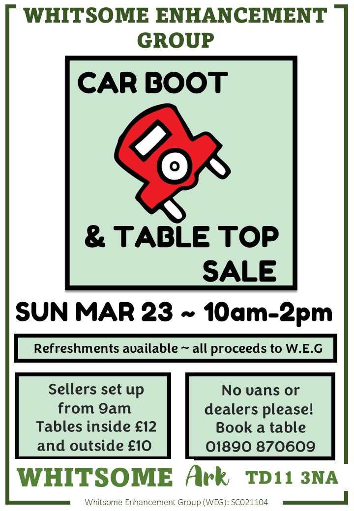 Car Boot & Table Top Sale this Sunday - Whitsome.Scot